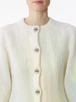 LANVIN Ribbed Knit Button Cardigan - Neutrals
