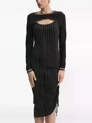 Liu Jo Pinstripe Drawstring Midi Dress