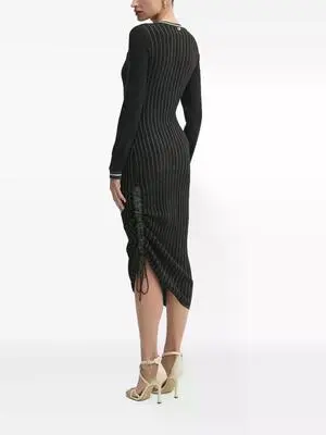 Liu Jo Pinstripe Drawstring Midi Dress