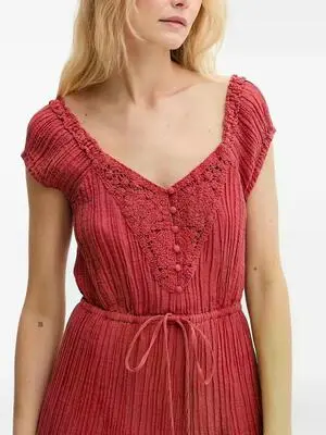 Guess Crochet-trimmed Tie Mini Dress