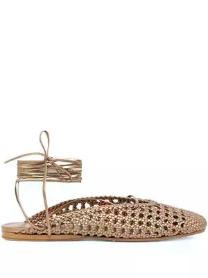FORTE_FORTE Woven Lace-up Flats - Bronze
