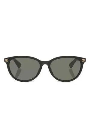 Gucci Logo-detail Round-frame Sunglasses - Black