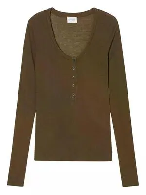 Closed Long-sleeve Henley Top