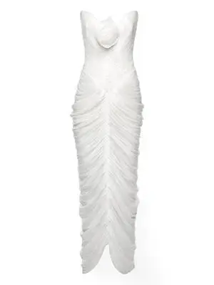 ANA RADU Rose-embellished Draped Maxi Dress