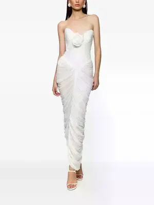 ANA RADU Rose-embellished Draped Maxi Dress