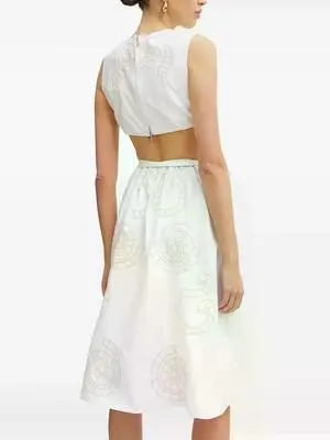 SILVIAN HEACH Embroidered Cut-out Midi Dress
