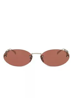 Gucci Pearl-embellished Oval Sunglasses - Silver