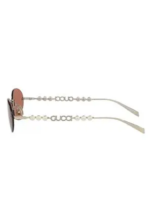 Gucci Pearl-embellished Oval Sunglasses
