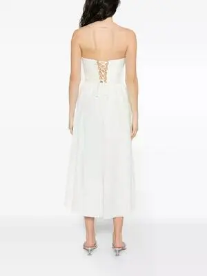 NISSA Bow-detailed Strapless Midi Dress