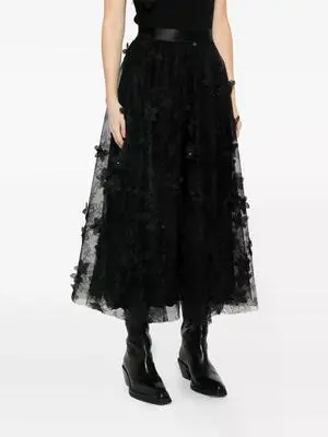 NISSA Floral Lace Tiered Midi Skirt