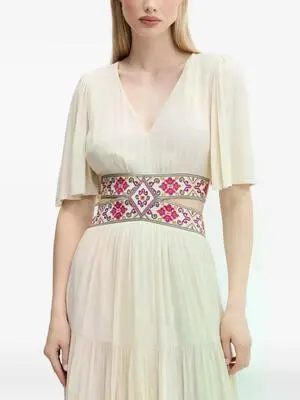 Desigual Embroidered-strap Tiered Maxi Dress