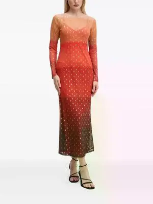 NEVER FULLY DRESSED Ombré Dot Mesh Midi Dress