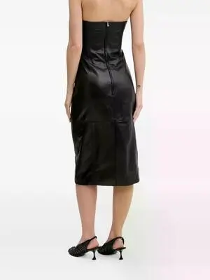 IRO PARIS Betti Strapless Leather Bodice Midi Dress