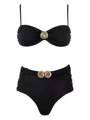 SOFIA ERHAN Seashell-embellished Bandeau Bikini - Black