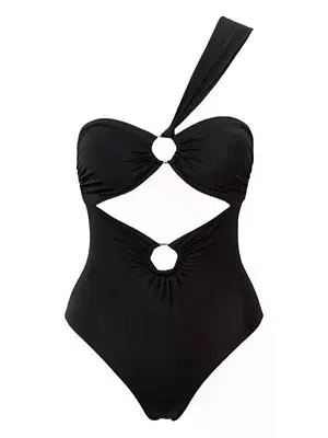 SOFIA ERHAN One-shoulder Ring-detail Swimsuit - Black