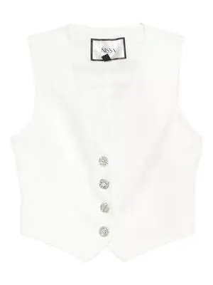 NISSA Crystal-button Vest - White