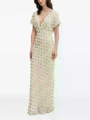 NEVER FULLY DRESSED Embellished V-neck Maxi Dress