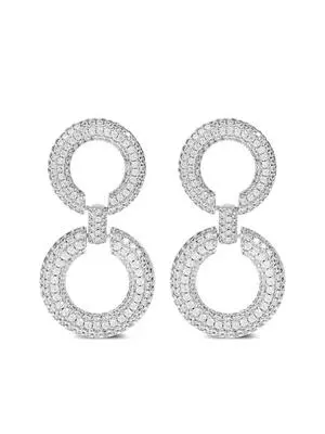 SELF-PORTRAIT Crystal-embellished Double-circle Earrings - Silver