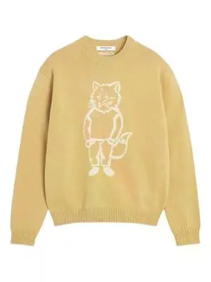 Maison Kitsuné Fox-intarsia Wool Sweater - Yellow