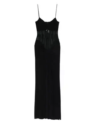 NISSA Twist-front Sheer-insert Maxi Dress
