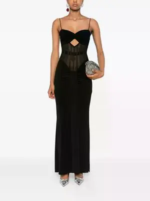 NISSA Twist-front Sheer-insert Maxi Dress