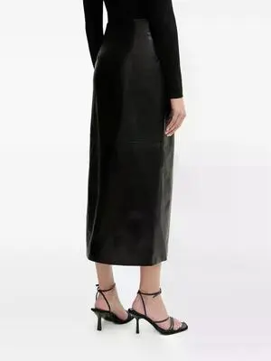 IRO PARIS Button-front Leather Midi Skirt