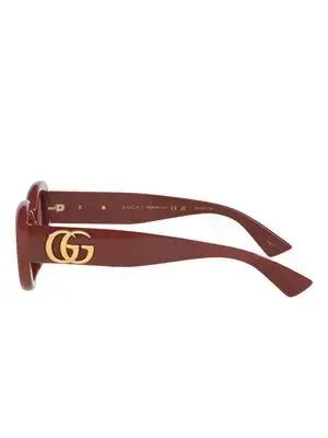 Gucci Oval-frame Sunglasses - Red