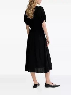 SESSUN Puff-sleeve Button-front Midi Dress