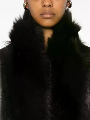 Nour Hammour Fur-trimmed Leather Coat