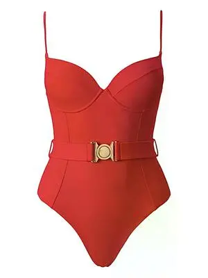 SOFIA ERHAN Belted Underwire Swimsuit - Red