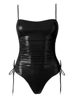 SOFIA ERHAN Metallic-effect Side-tie One-piece Swimsuit