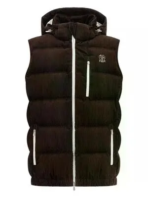 Brunello Cucinelli Quilted Corduroy Goose Down Vest - Brown