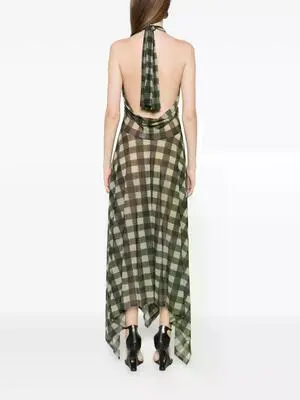 Norma Kamali Plaid Pleated Midcalf Dress