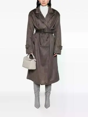 THE FRANKIE SHOP Pembroke Belted Double-breasted Trench Coat - Grey