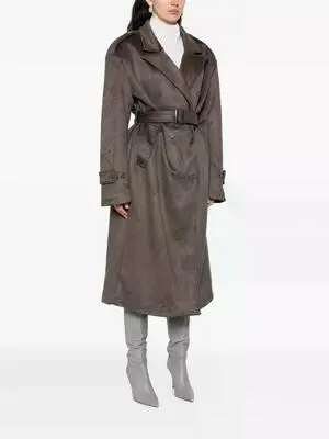 THE FRANKIE SHOP Pembroke Belted Double-breasted Trench Coat - Grey