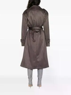 THE FRANKIE SHOP Pembroke Belted Double-breasted Trench Coat - Grey