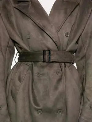 THE FRANKIE SHOP Pembroke Belted Double-breasted Trench Coat - Grey
