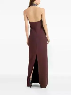 Brunello Cucinelli Embellished Halter Neck Maxi Dress - Red