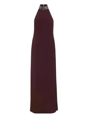 Brunello Cucinelli Embellished Halter Neck Maxi Dress - Red