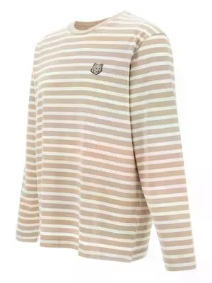Maison Kitsuné Fox-head Striped Long-sleeve Top