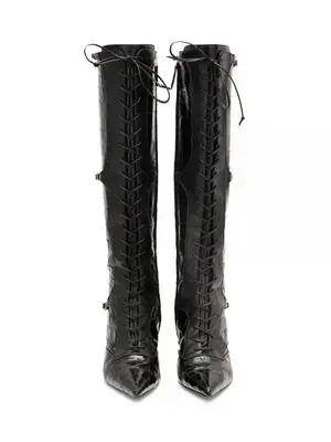 Roberto Cavalli Lace-up Crocodile-effect Boots