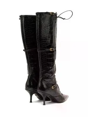 Roberto Cavalli Lace-up Crocodile-effect Boots