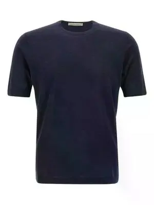 FILIPPO DE LAURENTIIS Ribbed-hem Short-sleeve Polo Shirt - Blue