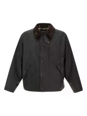 Barbour Transport Waxed Jacket With Corduroy Collar - Green