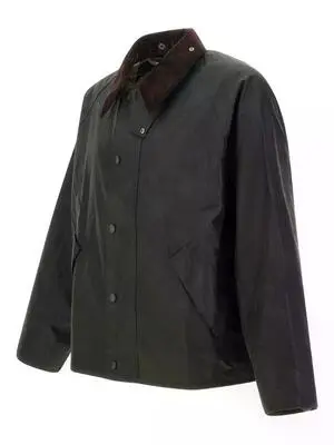 Barbour Transport Waxed Jacket With Corduroy Collar - Green