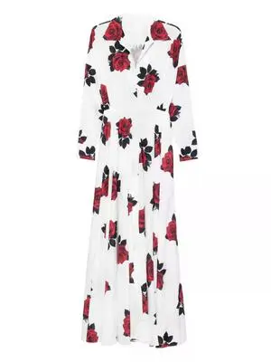 Norma Kamali Rose-print Maxi Dress - White