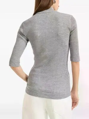 Brunello Cucinelli Ribbed Zip-neck Top