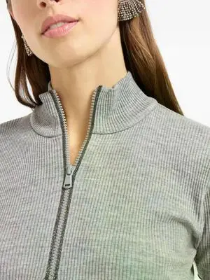 Brunello Cucinelli Ribbed Zip-neck Top