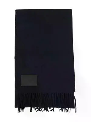 Hogan Fringed Logo-patch Scarf - Black
