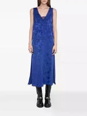 Zadig&Voltaire Lace Trim Midi Dress - Blue